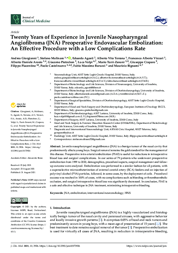 (PDF) Twenty Years of Experience in Juvenile Nasopharyngeal ...