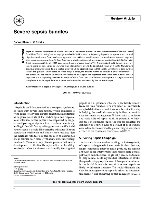 (PDF) Severe sepsis bundles