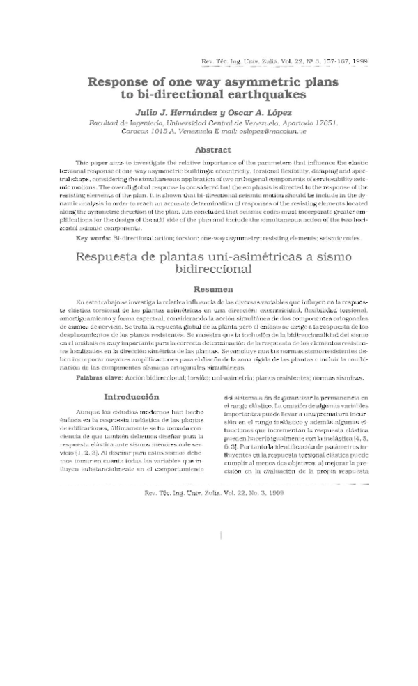 (PDF) Response of one way asymmetric plans to bi-directional earthquakes