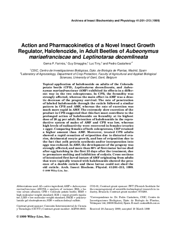 (PDF) Halofenozide Effects on Two Beetle Species
