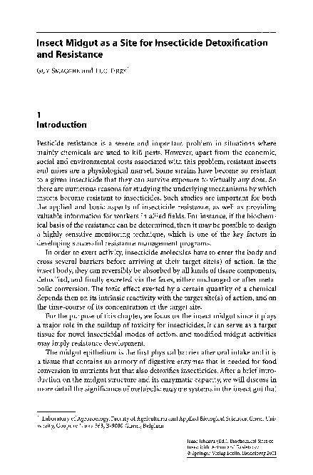 (PDF) Insect Midgut as a Site for Insecticide Detoxification and Resistance