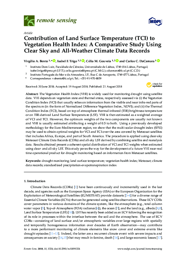 (PDF) Contribution of Land Surface Temperature (TCI) to Vegetation ...