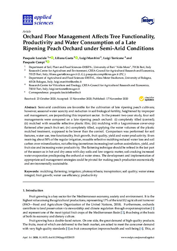 (PDF) Orchard Floor Management Affects Tree Functionality, Productivity ...