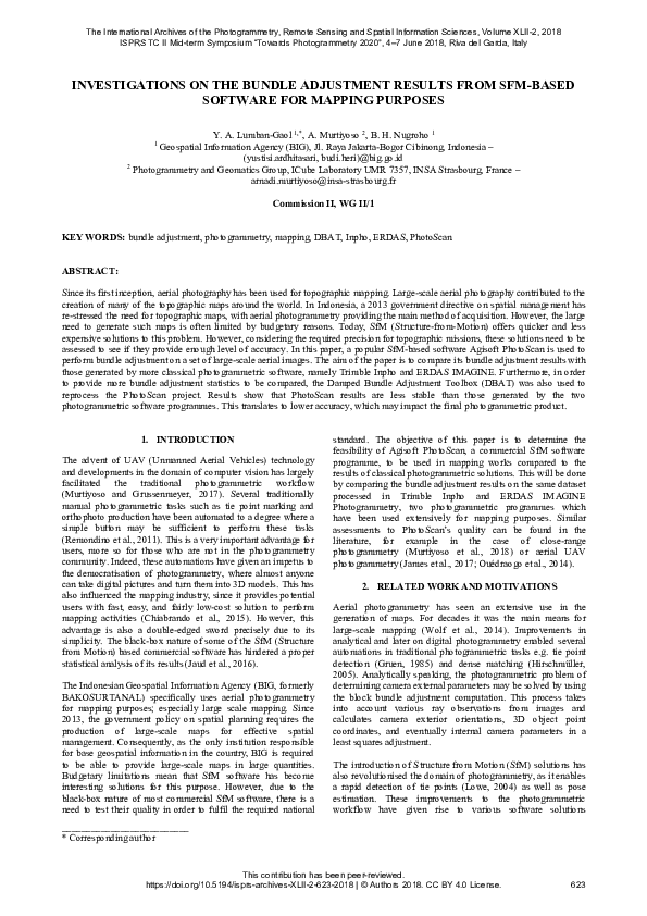 (PDF) Investigations on the Bundle Adjustment Results from SFM-Based ...