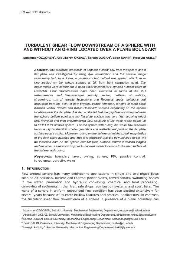 (PDF) Turbulent shear flow downstream of a sphere with and without an o ...