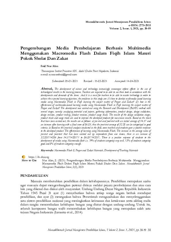 (PDF) Pengembangan Media Pembelajaran Berbasis Multimedia Menggunakan Macromedia Flash dalam ...
