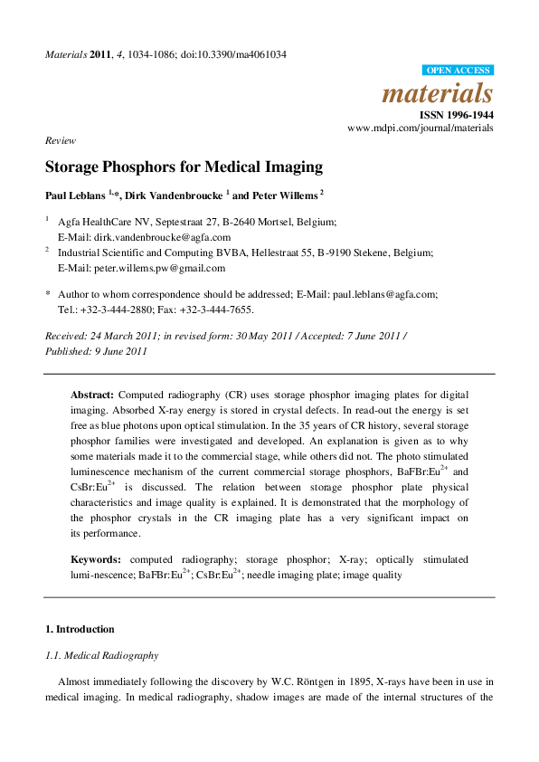 (PDF) Storage Phosphors for Medical Imaging