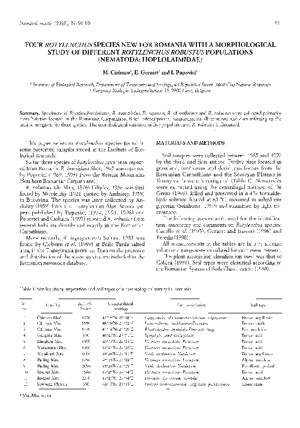 (PDF) Four Rotylenchus species new for Romania with a morphological ...