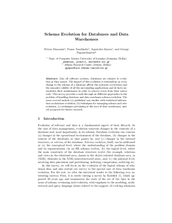 (PDF) Schema Evolution for Databases and Data Warehouses