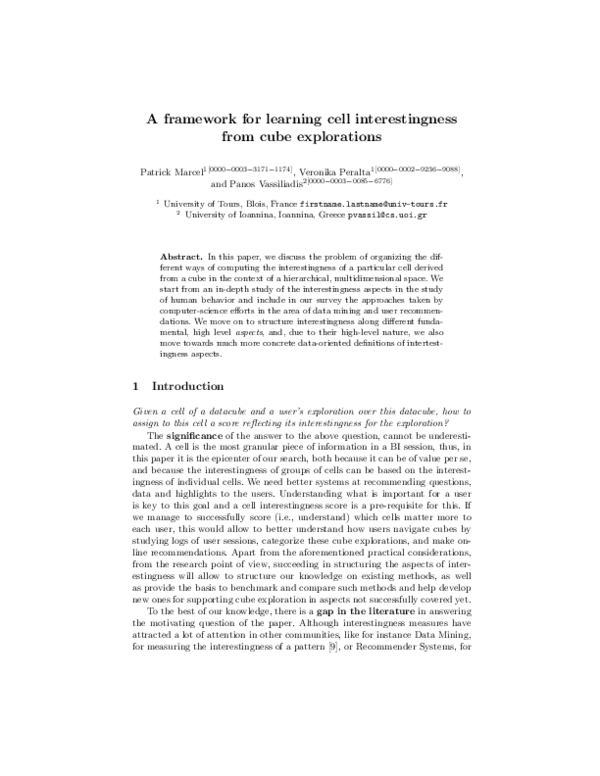 Pdf A Framework For Learning Cell Interestingness From Cube Explorations