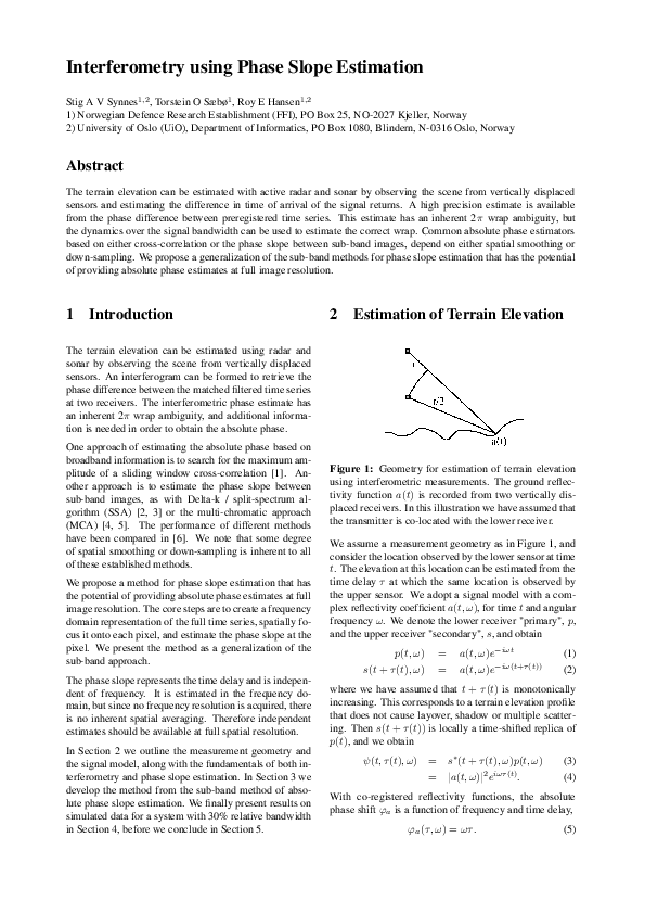 (PDF) Interferometry using Phase Slope Estimation