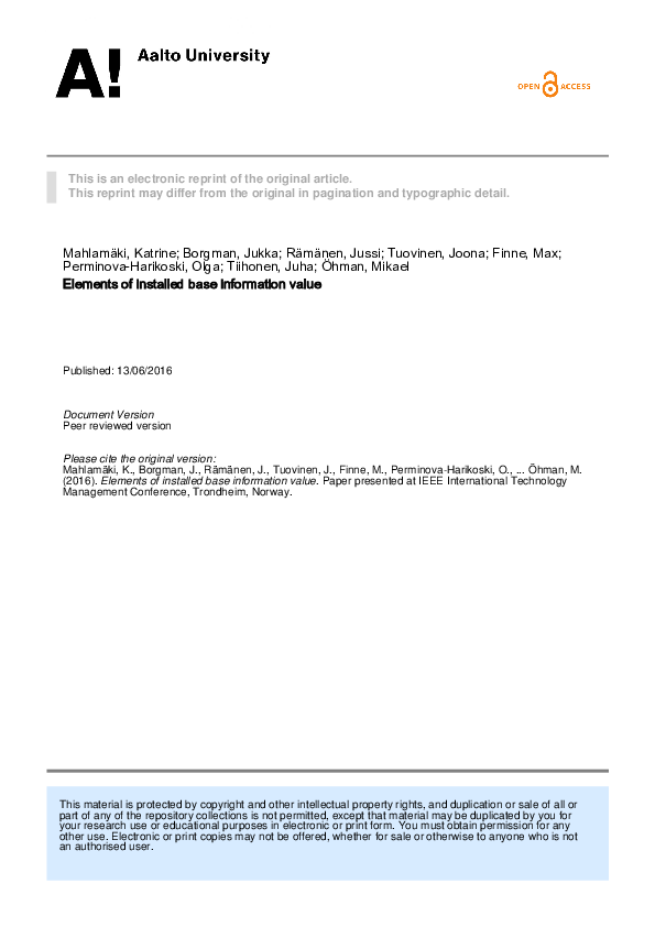 (PDF) Elements of installed base information value