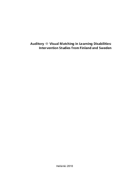 (PDF) Auditory - Visual Matching in Learning Disabilities: Intervention Studies from Finland and ...