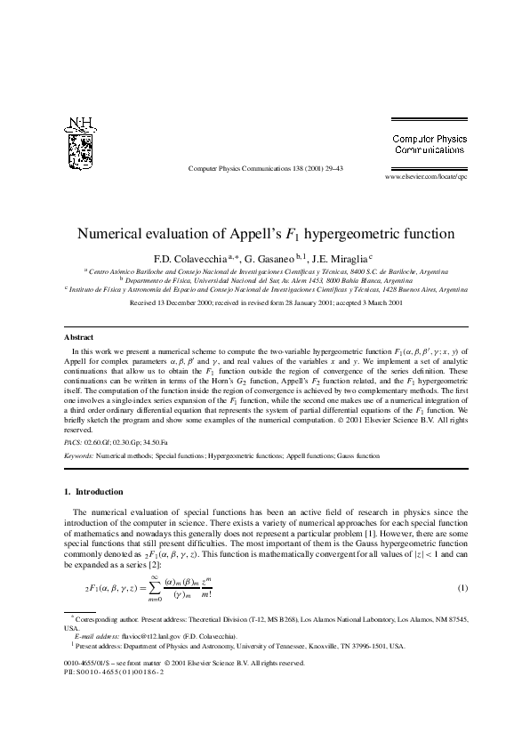 Pdf Numerical Evaluation Of Appells Hypergeometric Function