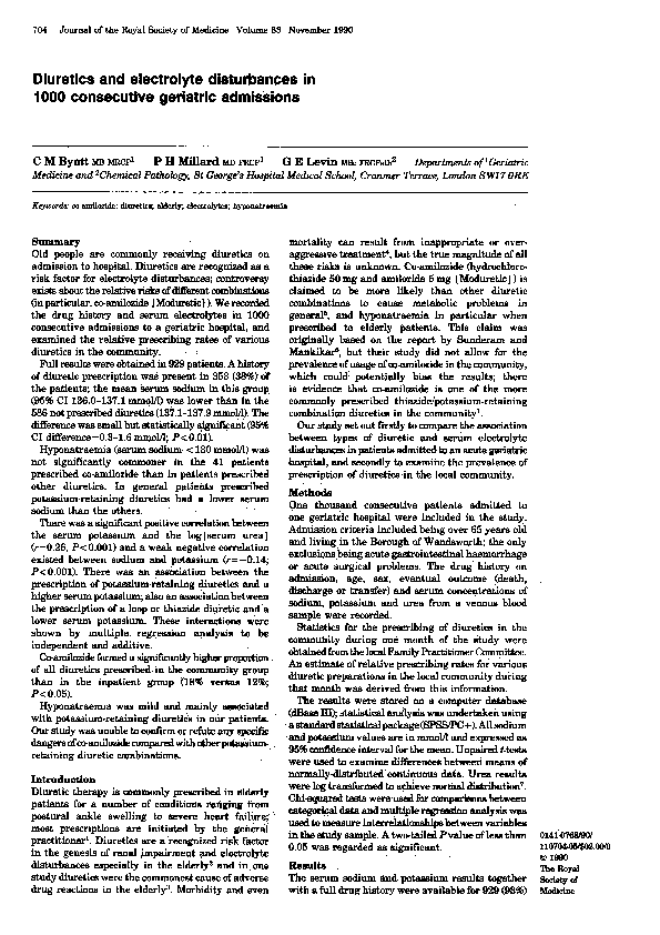 (PDF) Diuretics and electrolyte disturbances in 1000 consecutive