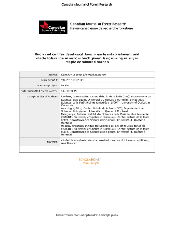 (PDF) Birch and conifer deadwood favour early establishment and shade ...