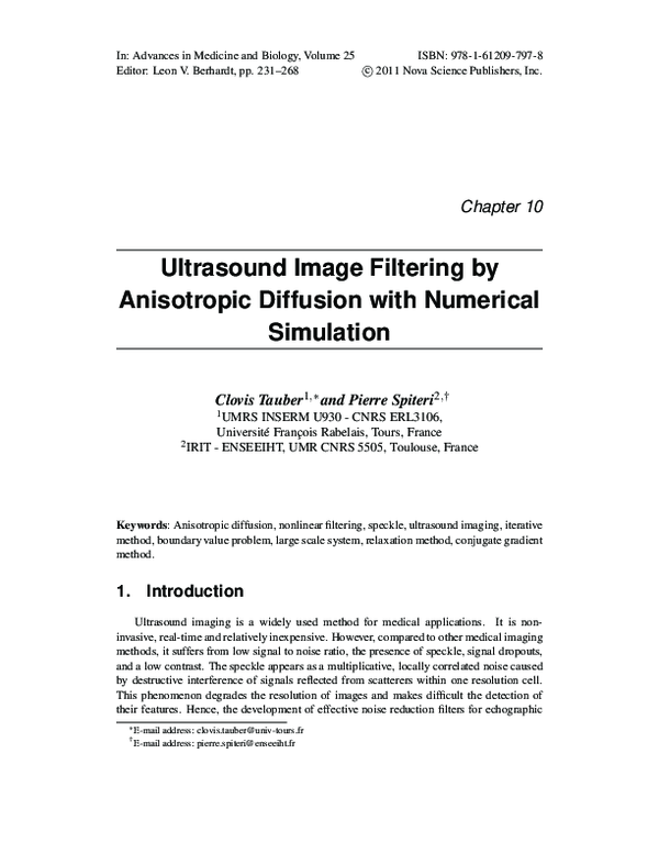 (PDF) Ultrasound Image Filtering by Anisotropic Diffusion with ...