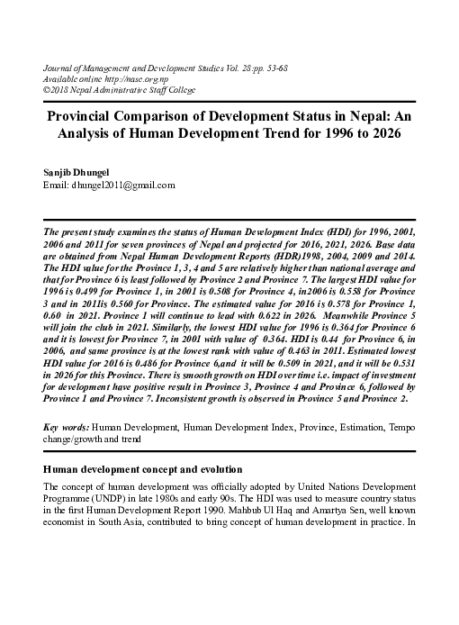 (PDF) Provincial Comparison of Development Status in Nepal: An Analysis ...