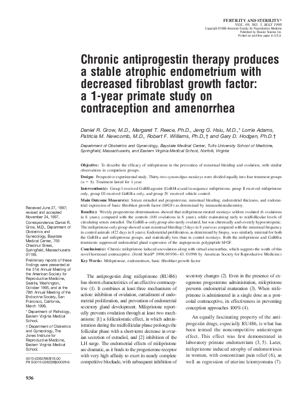 PDF) Chronic Antiprogestin Therapy Produces a Stable Atrophic ...