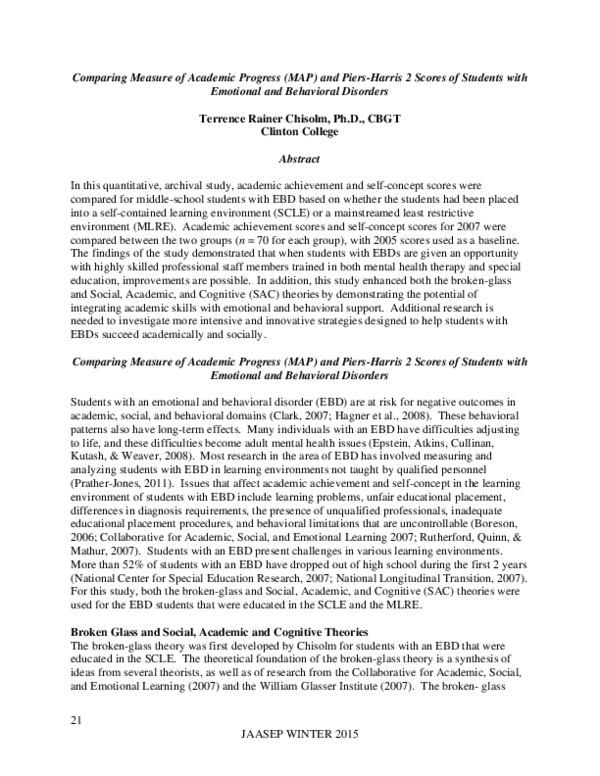 (PDF) Comparing Measure of Academic Progress (MAP) and Piers-Harris 2 ...