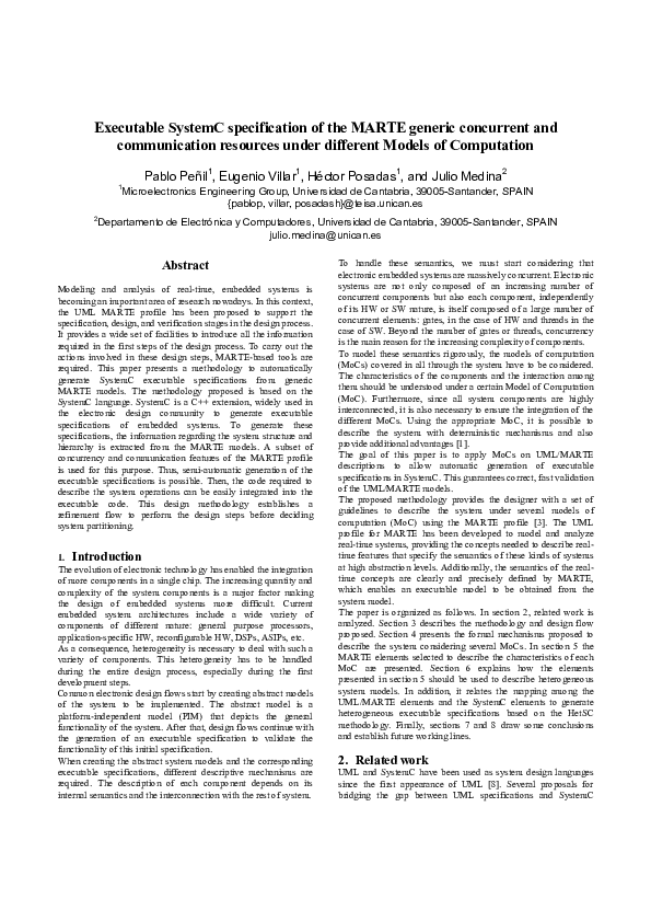 (PDF) Executable SystemC specification of the MARTE generic concurrent and communication ...