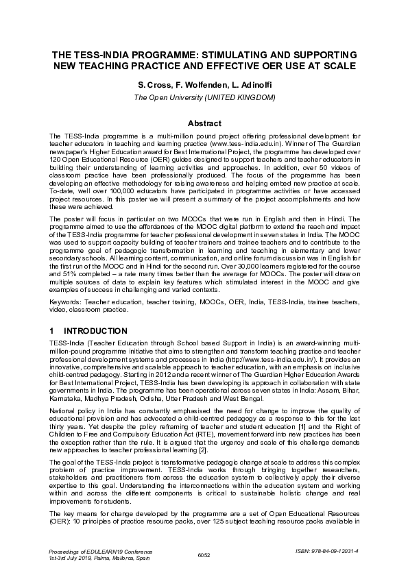 (PDF) The Tess-India Programme: Stimulating and Supporting New Teaching ...