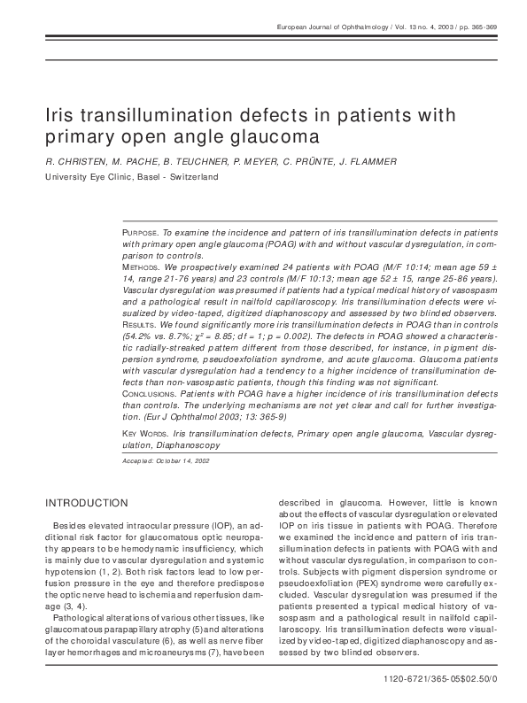 (PDF) Iris transillumination defects in patients with primary open ...