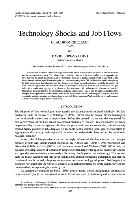 (PDF) Technology Shocks and Job Flows