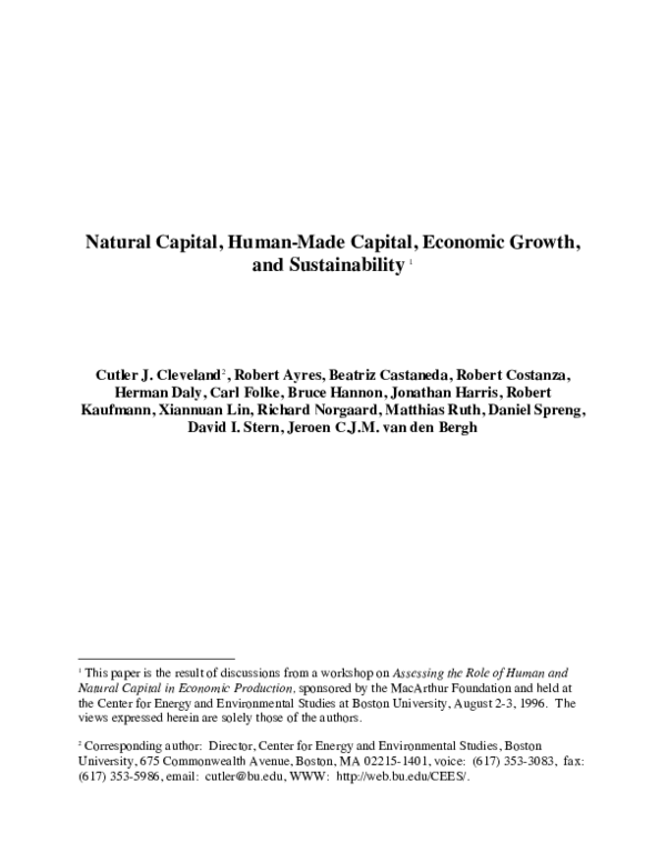 (PDF) Natural capital, human capital, and sustainable economic growth