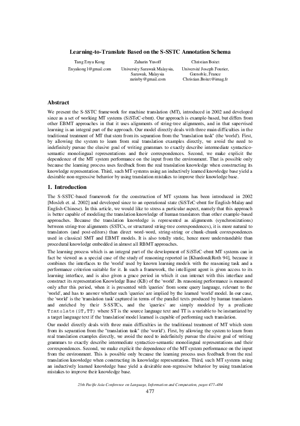 (PDF) Learning-to-Translate Based on the S-SSTC Annotation Schema