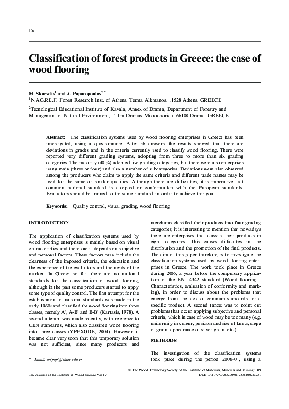 (PDF) Visual grading in wood flooring sector in Greece