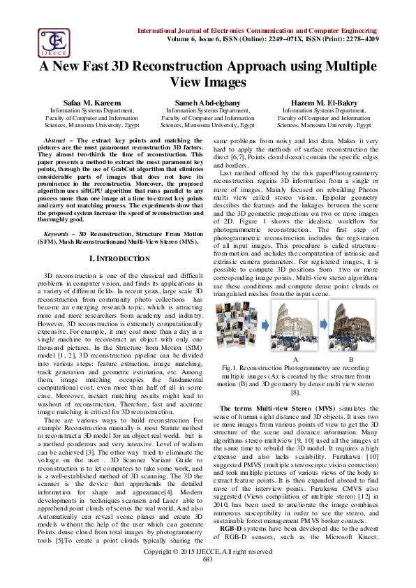 (PDF) A New Fast 3D Reconstruction Approach using Multiple View Images