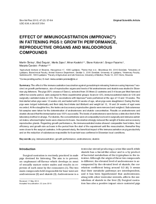 (PDF) Effect of immunocastration (Improvac®) in fattening pigs II ...