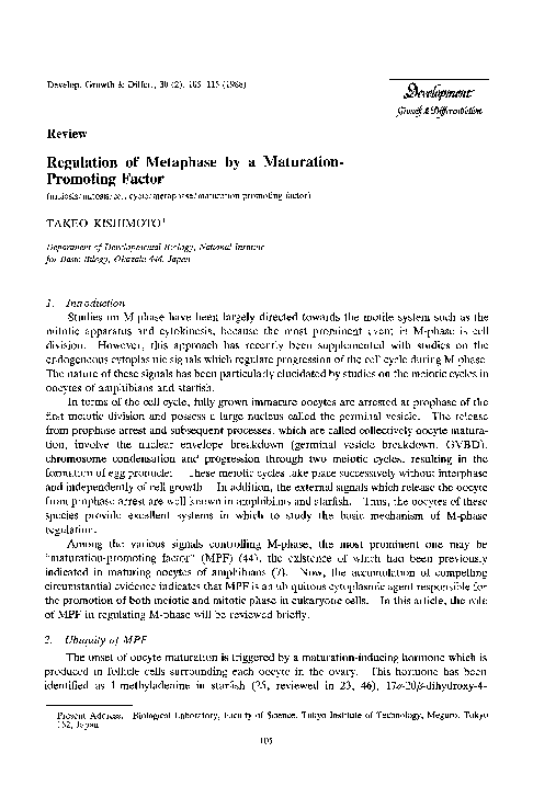 (PDF) Regulation of Metaphase by a Maturation-Promoting Factor ...