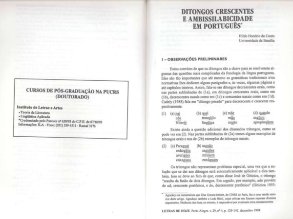(PDF) Ditongos crescentes e ambissilabicidade em português