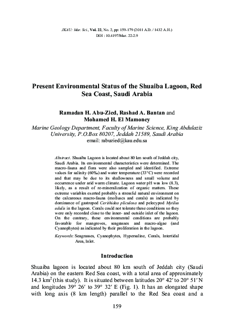 (PDF) Present Environmental Status of the Shuaiba Lagoon, Red Sea Coast ...