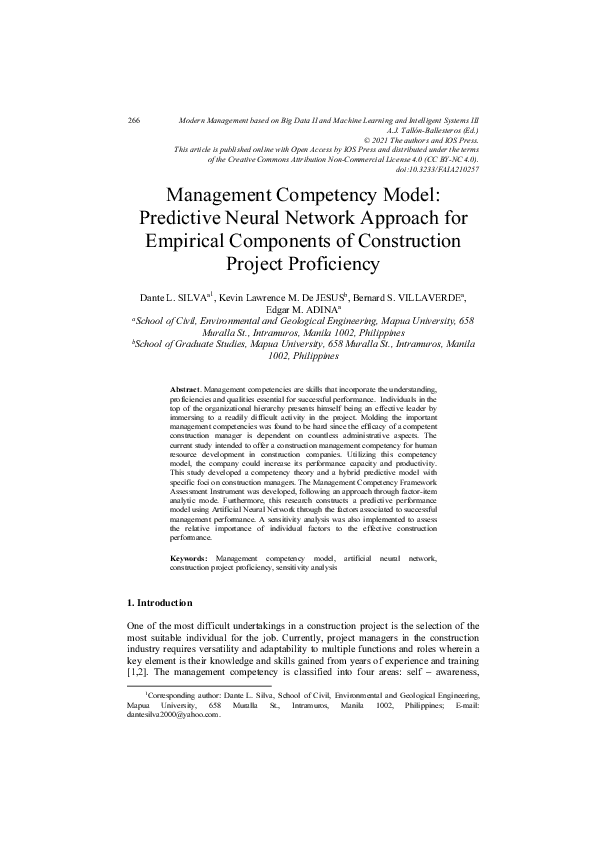 (PDF) Management Competency Model: Predictive Neural Network Approach ...