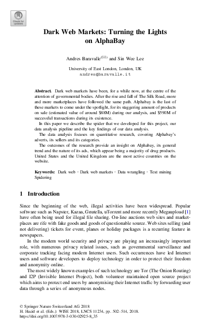 (PDF) Dark Web Markets: Turning the Lights on AlphaBay