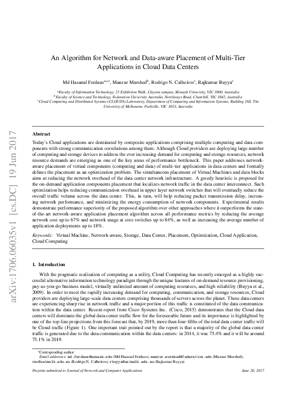 (PDF) An Algorithm for Network and Data-aware Placement of Multi-Tier Applications in Cloud Data ...