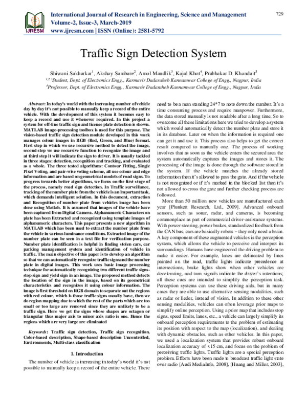 (PDF) Traffic Sign Detection System