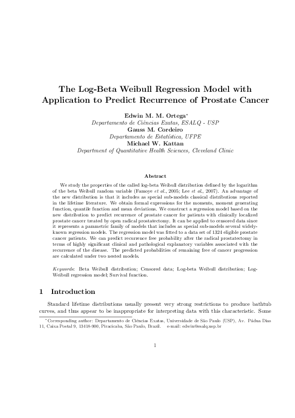 (PDF) The log-beta Weibull regression model with application to predict recurrence of prostate ...