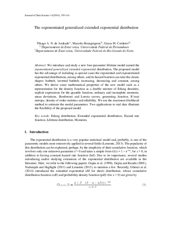 (PDF) The exponentiated generalized extended exponential distribution