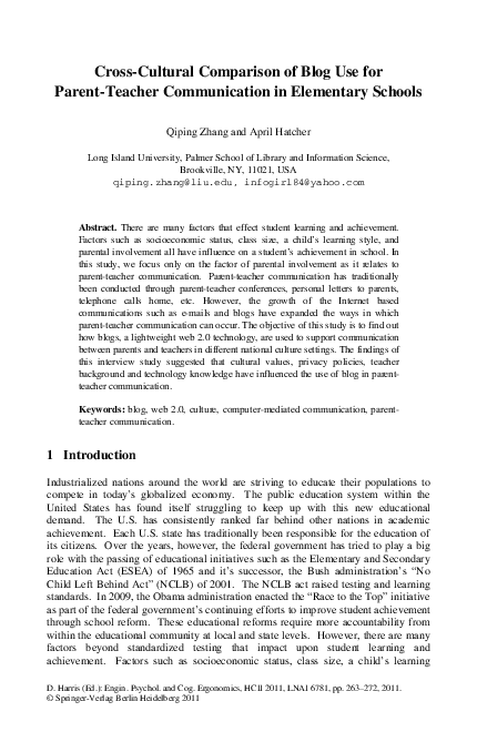 (PDF) Cross-cultural comparison of blog use for parent-teacher ...