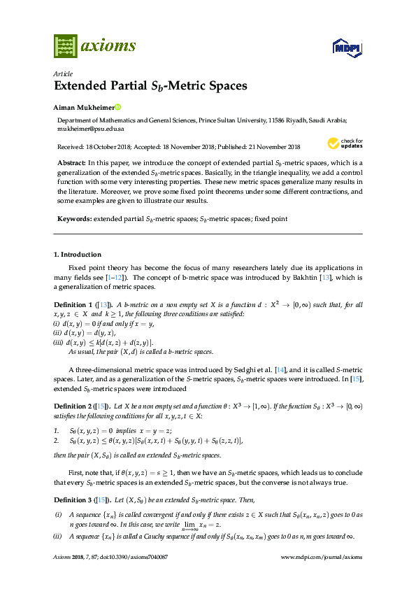 (PDF) Extended Partial S b -Metric Spaces