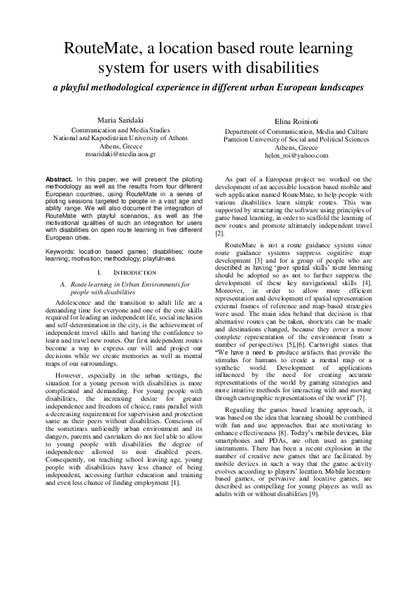(PDF) RouteMate, a location based route learning system for users with ...