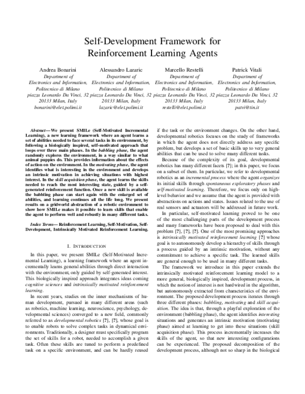 (PDF) Self-Development Framework for Reinforcement Learning Agents