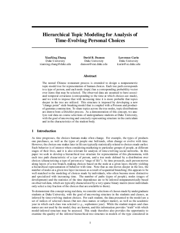 (PDF) Hierarchical Topic Modeling for Analysis of Time-Evolving ...
