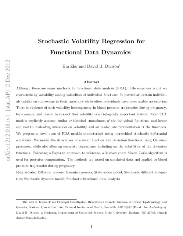 (PDF) Stochastic Volatility Regression for Functional Data Dynamics