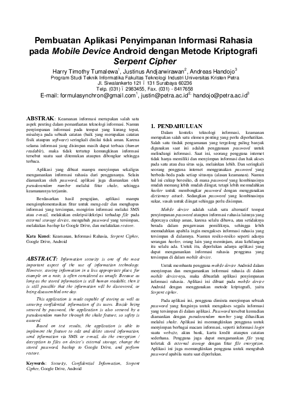 (PDF) Pembuatan Aplikasi Penyimpanan Informasi Rahasia pada Mobile ...