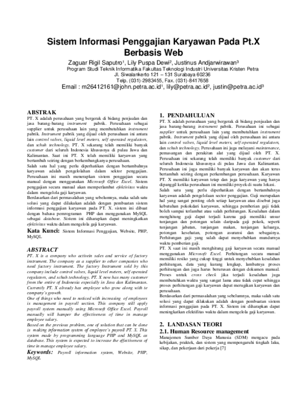 (PDF) Sistem Informasi Penggajian Karyawan Pada PT.X Berbasis Web